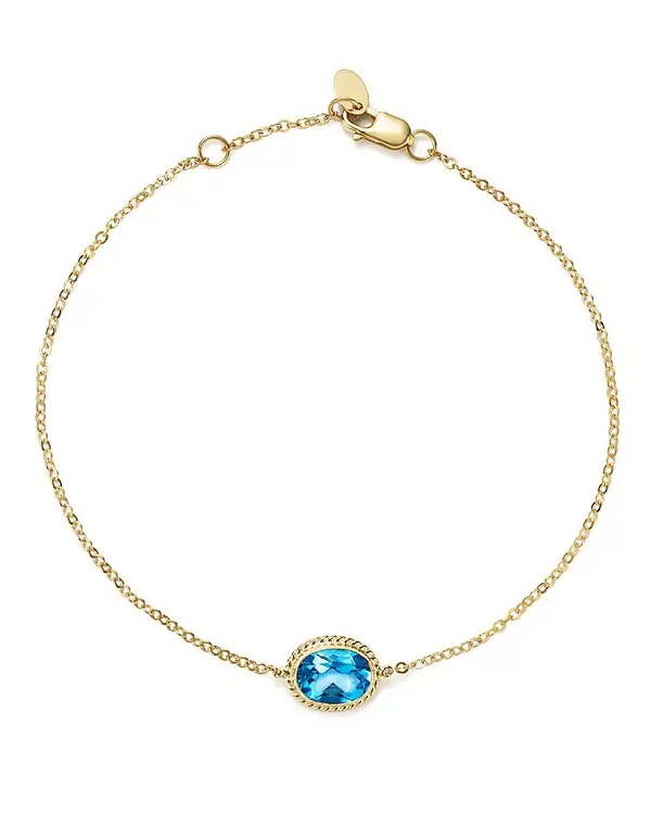 Bloomingdale'S 14k Yellow Gold Blue Topaz Bracelet - Blue Topaz/gold