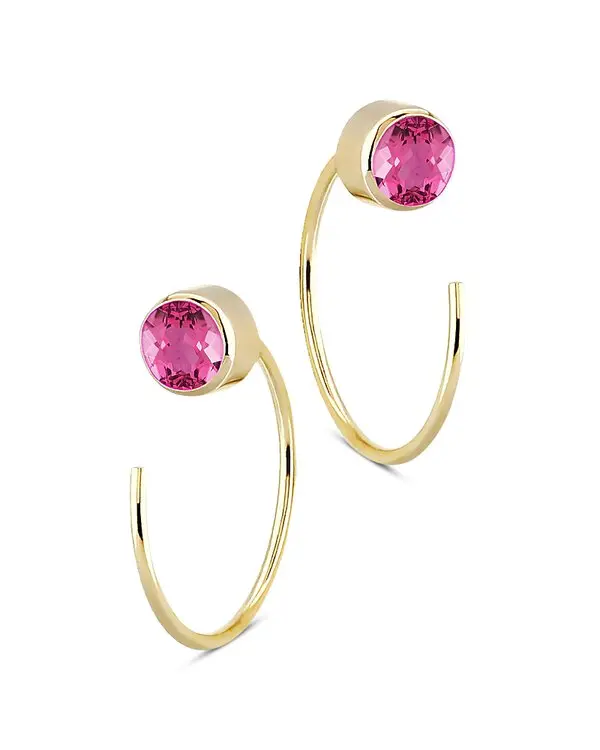 Bloomingdale'S Pink Tourmaline Stud And Hoop Earrings - Pink/gold