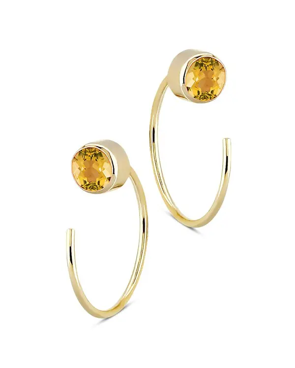 Bloomingdale'S Citrine And 14k Yellow Gold Hoop Earrings - Yellow/gold