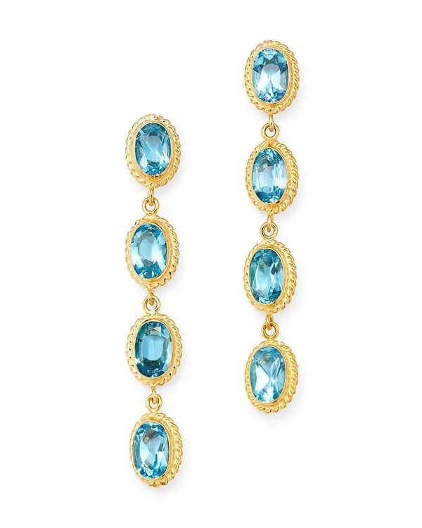 Bloomingdale'S 14k Yellow Gold Blue Topaz Drop Earrings - Blue/gold