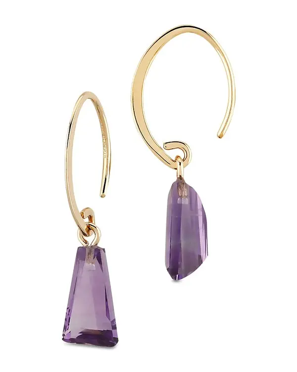 Bloomingdale'S Amethyst Drop Threader Hoop Earrings - Purple/gold