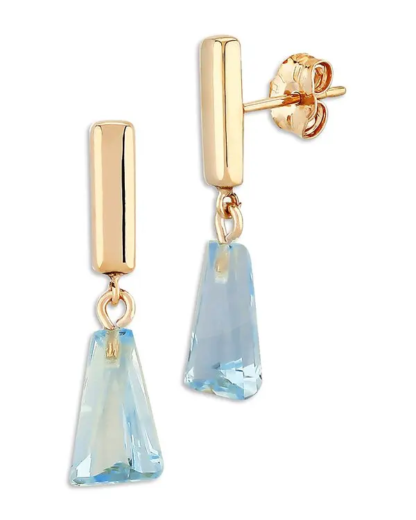Bloomingdale'S 14k Yellow Gold Blue Topaz Drop Earrings - Blue/gold