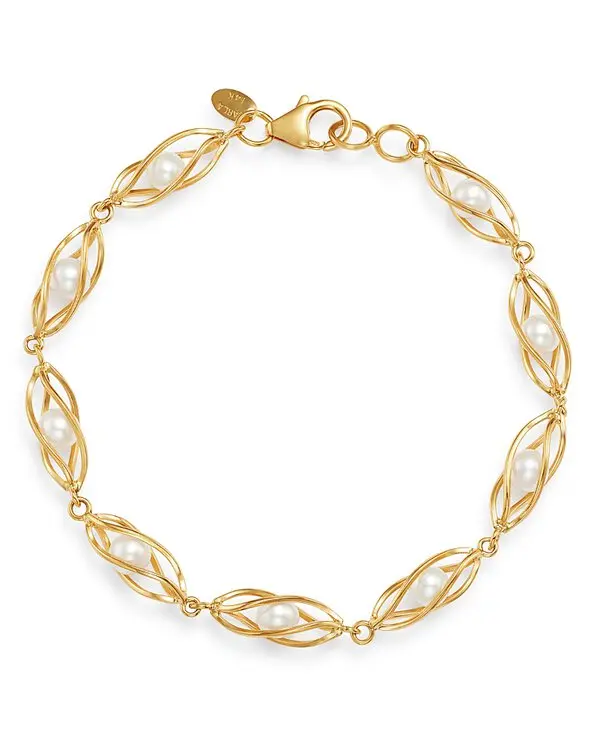 Bloomingdale'S Cultured Freshwater Pearl Cage Bracelet - White/gold