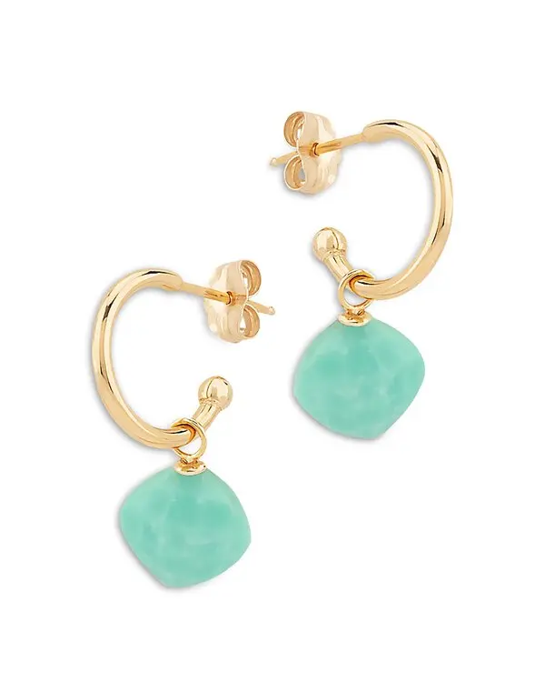 Bloomingdale'S 14k Yellow Gold Turquoise Dangle Hoop Earrings - Turquoise/yellow Gold