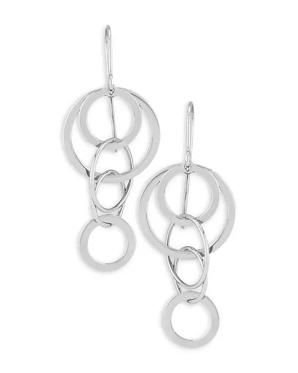 Aqua Cascading Circle Drop Earrings - Silver