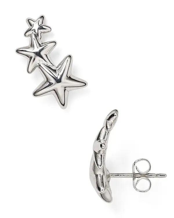 Aqua Sterling Star Ear Climbers - Silver