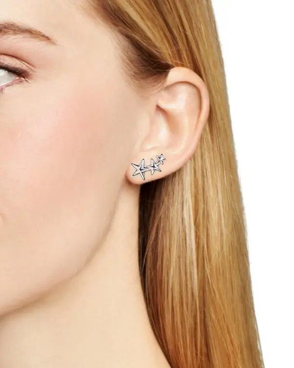 Aqua Sterling Star Ear Climbers