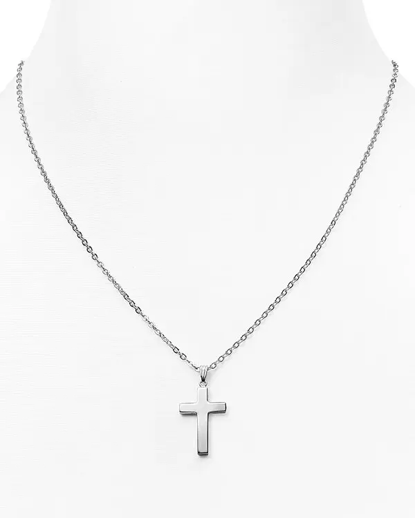Aqua Sterling Cross Pendant Necklace - Silver