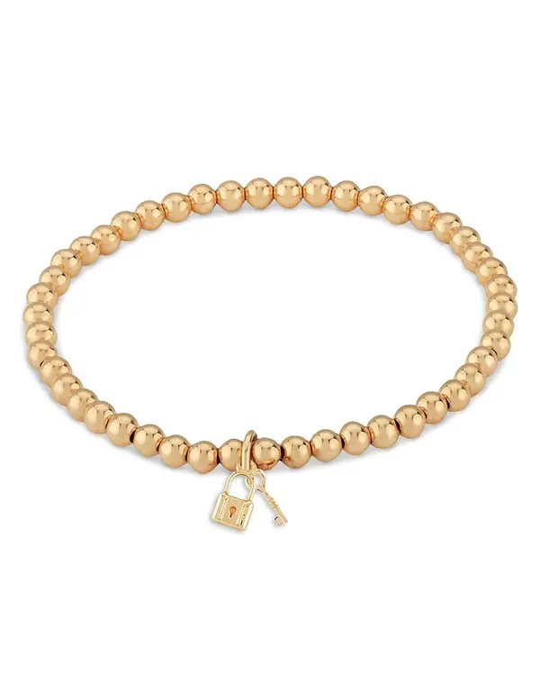 Bloomingdale'S 14k Beaded Love Lock Bracelet - Gold