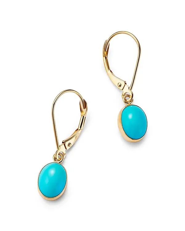 Bloomingdale'S 14k Yellow Gold Turquoise Drop Earrings - Blue/gold