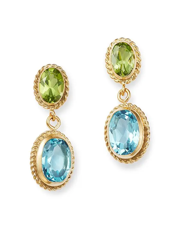Bloomingdale'S Peridot & Blue Topaz Drop Earrings - Blue/green