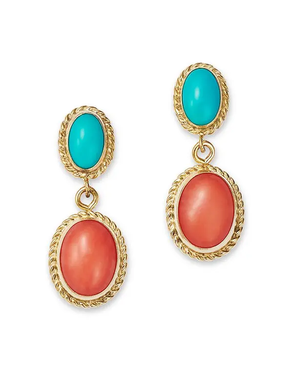 Bloomingdale'S Turquoise & Coral Drop Earrings - Orange/blue