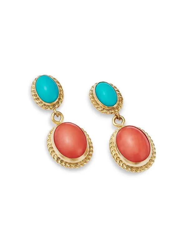 Bloomingdale'S Turquoise & Coral Drop Earrings - Orange/blue