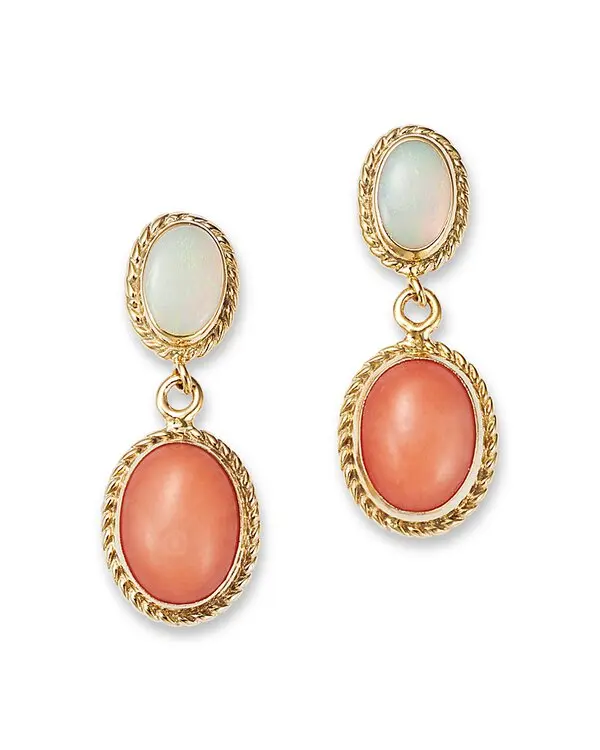 Bloomingdale'S Opal & Coral Drop Earrings - Orange/white