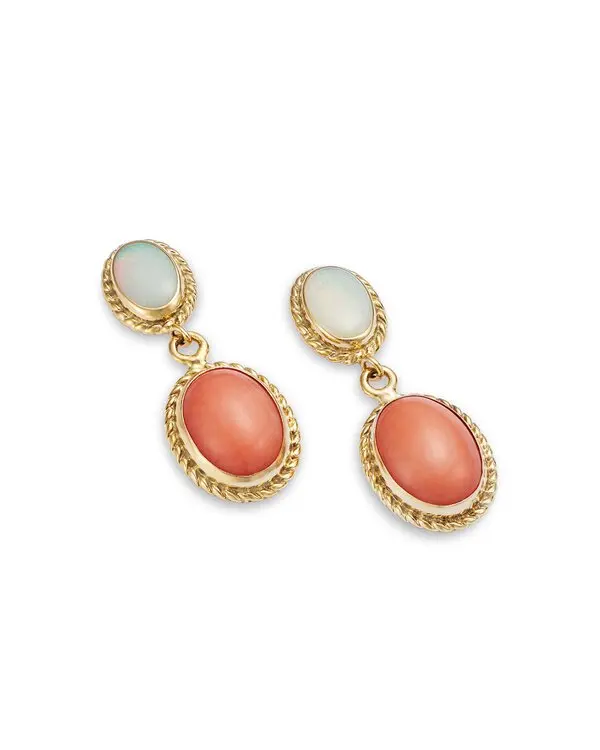 Bloomingdale'S Opal & Coral Drop Earrings - Orange/white