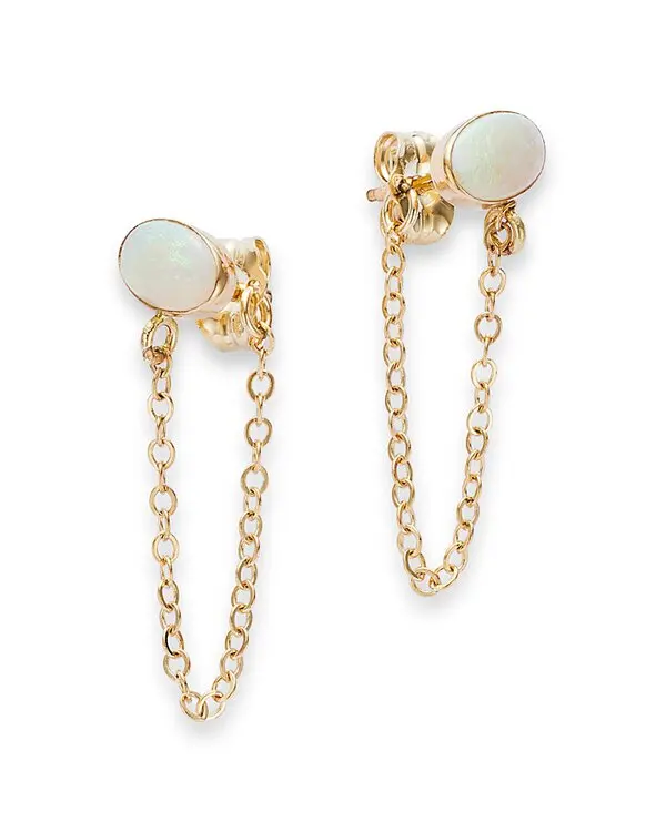 Bloomingdale'S Opal Chain Drop Earrings In 14k Yellow Gold - White/gold