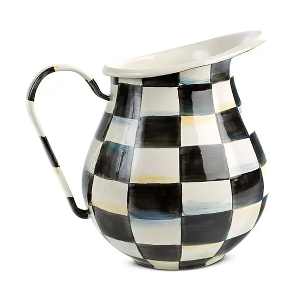 MACKENZIE-CHILDS Courtly Check Enamel Pitcher - Black/white