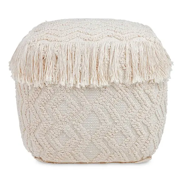TOV FURNITURE Inca Pouf - Cream