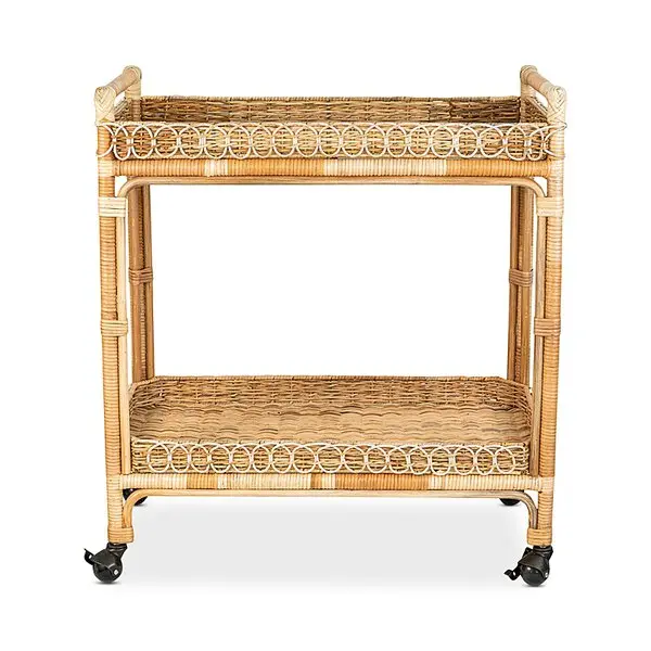 JULISKA Provence Whitewash Bar Cart - Rattan