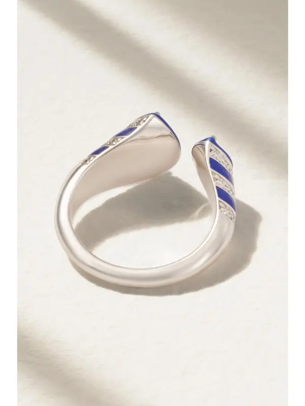 KAMYEN 18-karat White Enamel And Diamond Ring