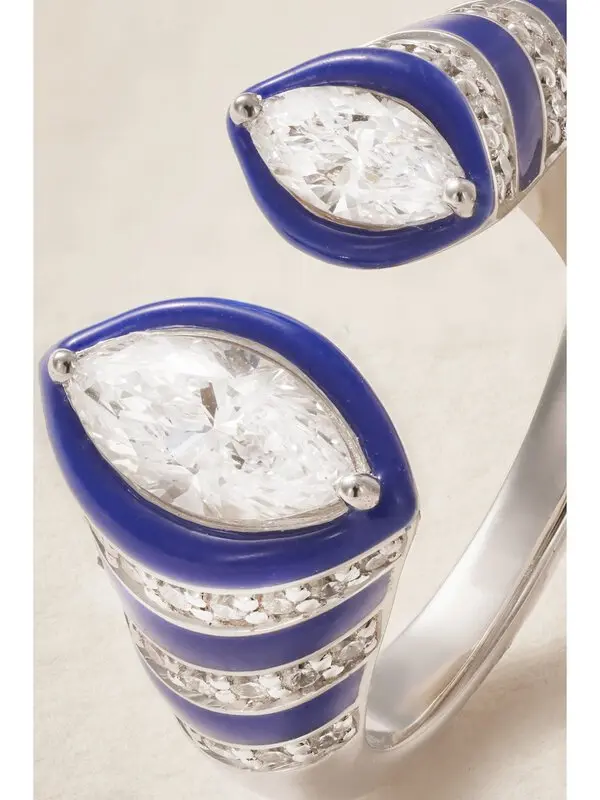 KAMYEN 18-karat White Enamel And Diamond Ring
