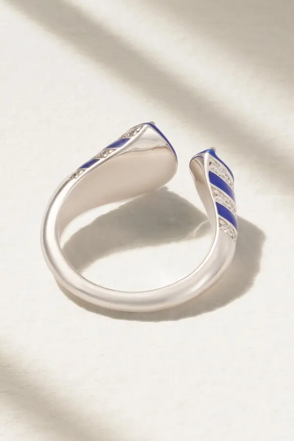 KAMYEN 18-karat White Enamel And Diamond Ring