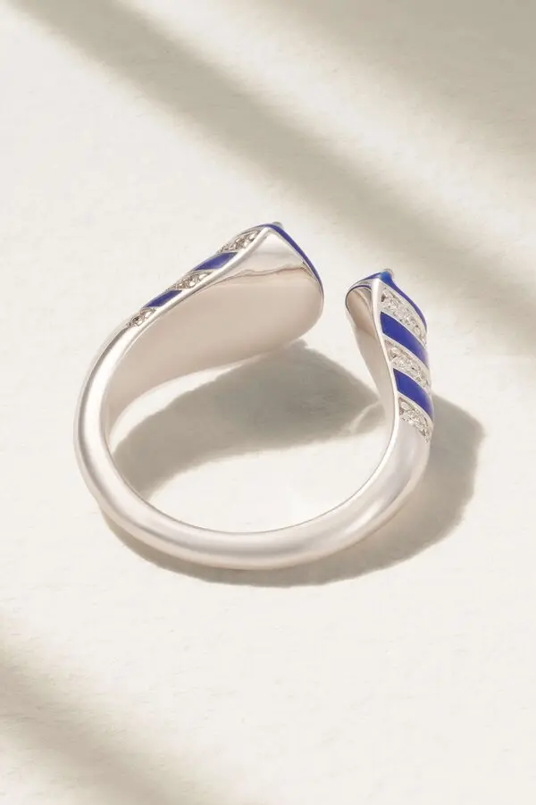 KAMYEN 18-karat White Enamel And Diamond Ring