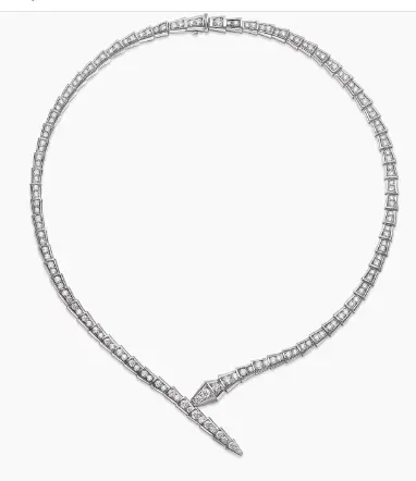 BVLGARI Serpenti Viper 18k & Diamond Necklace - White Gold