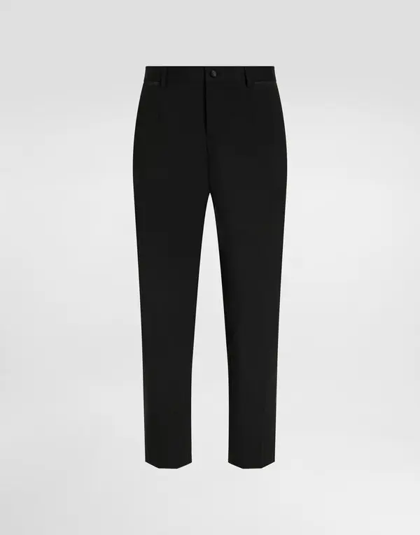 Dolce & Gabbana Stretch Wool Tuxedo Pants - Black