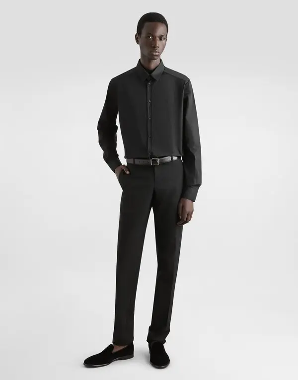Dolce & Gabbana Stretch Wool Tuxedo Pants - Black