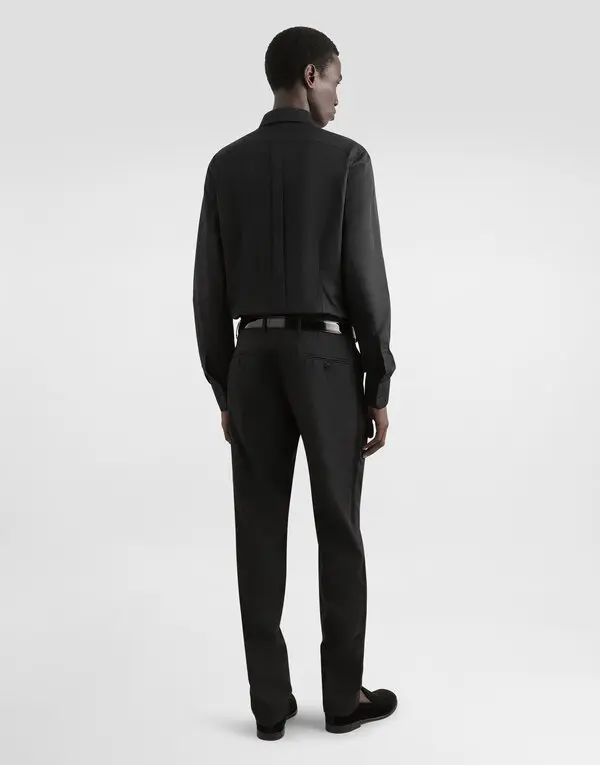 Dolce & Gabbana Stretch Wool Tuxedo Pants - Black