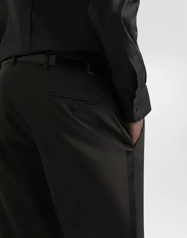 Dolce & Gabbana Stretch Wool Tuxedo Pants - Black