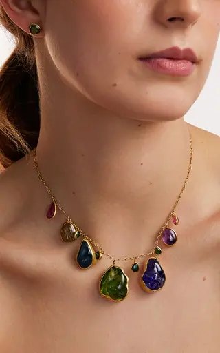 PIPPA SMALL 18k Yellow Gold Tourmaline Colette Set Necklace
