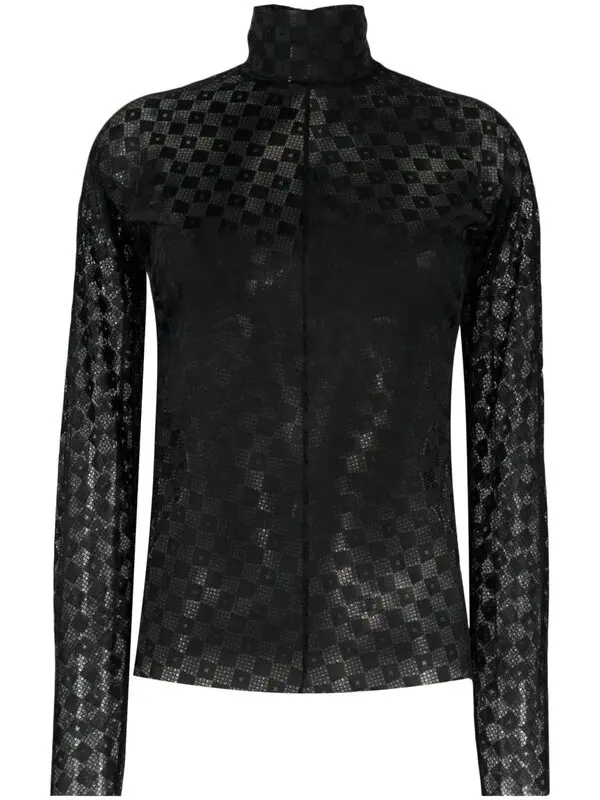 FORTE_FORTE Lace Long-sleeved Top - Black