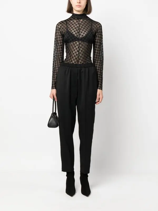 FORTE_FORTE Lace Long-sleeved Top - Black