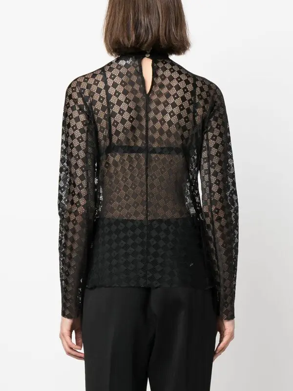 FORTE_FORTE Lace Long-sleeved Top - Black