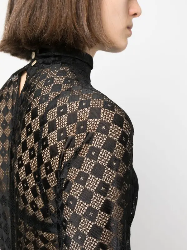 FORTE_FORTE Lace Long-sleeved Top - Black