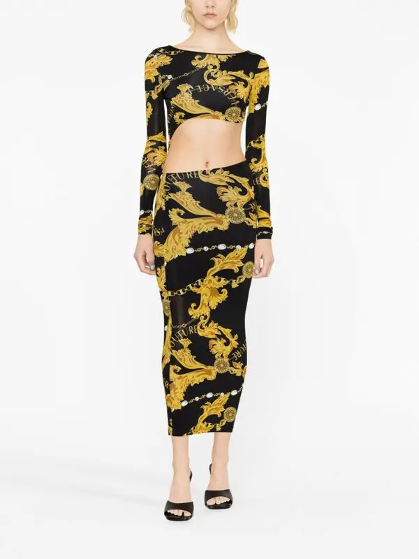 Versace Chain Couture-print Cut-out Dress