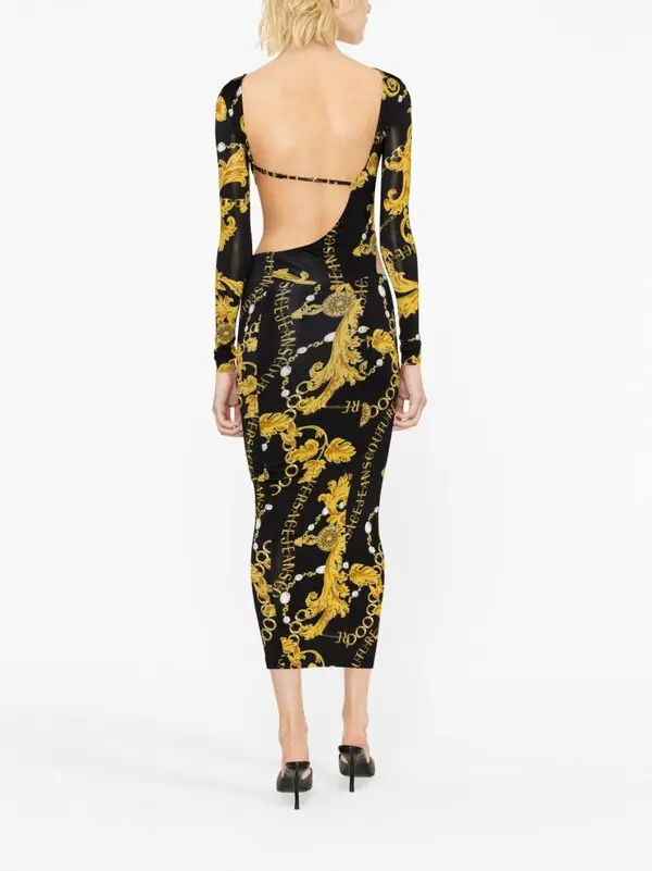 Versace Chain Couture-print Cut-out Dress