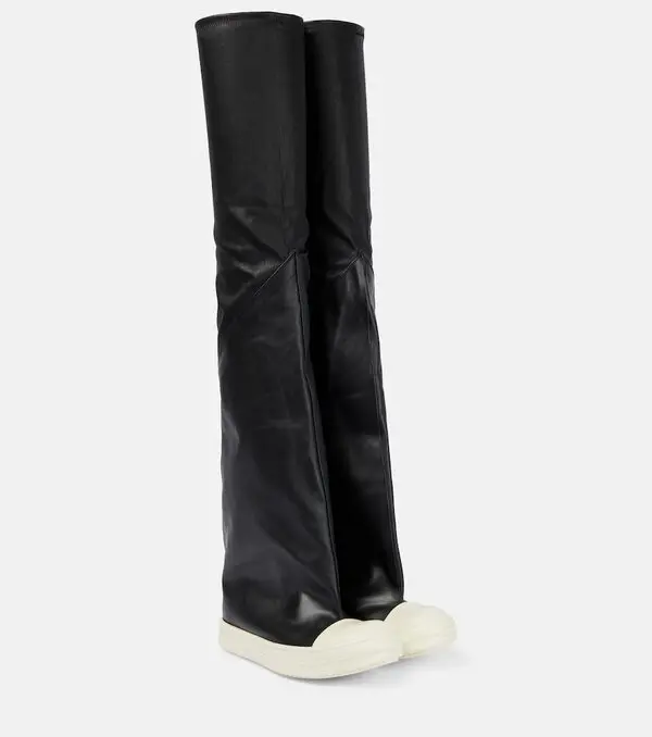 Rick Owens Oblique Over-the-knee Leather Boots - Black