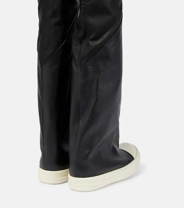 Rick Owens Oblique Over-the-knee Leather Boots - Black