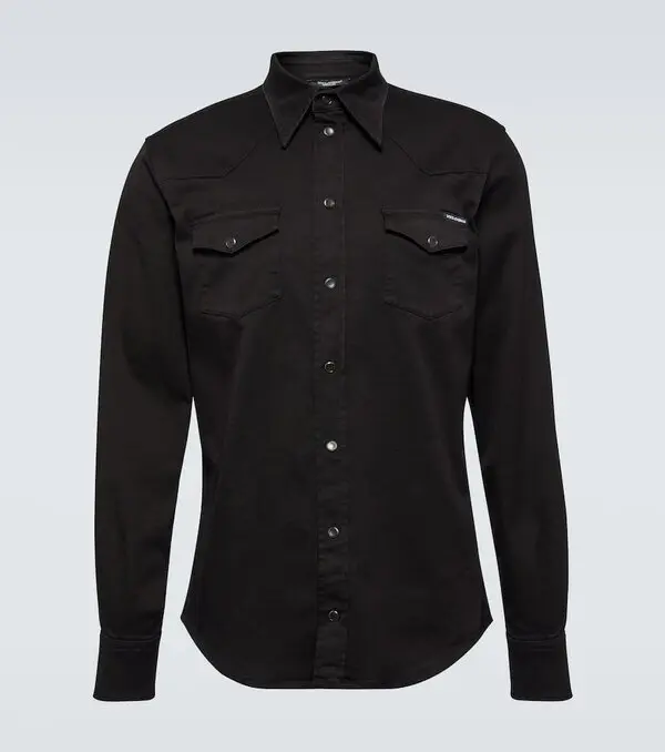 Dolce & Gabbana Embroidered Cotton-blend Shirt - Black