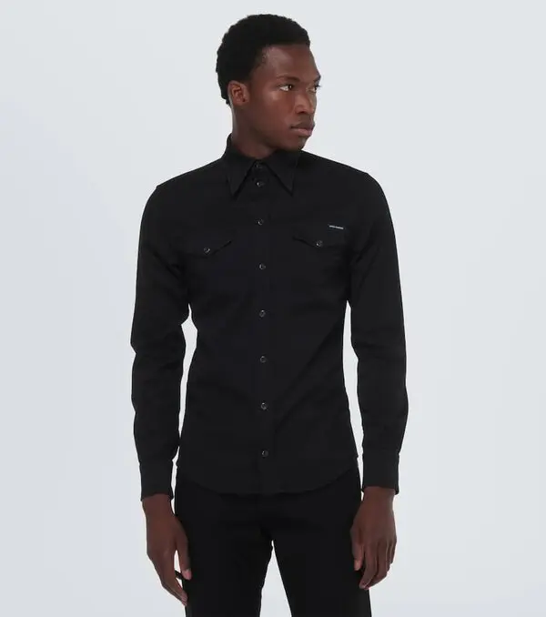 Dolce & Gabbana Embroidered Cotton-blend Shirt - Black