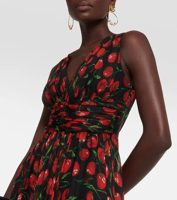 Dolce & Gabbana Cherry Printed Silk Gown