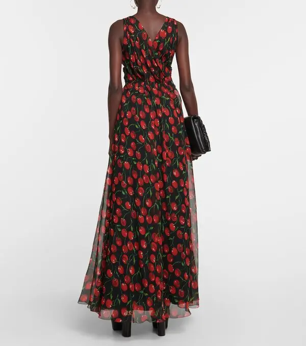 Dolce & Gabbana Cherry Printed Silk Gown