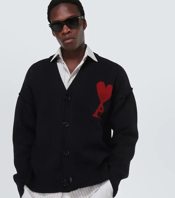 Ami De Cœur Virgin Wool Cardigan - Black