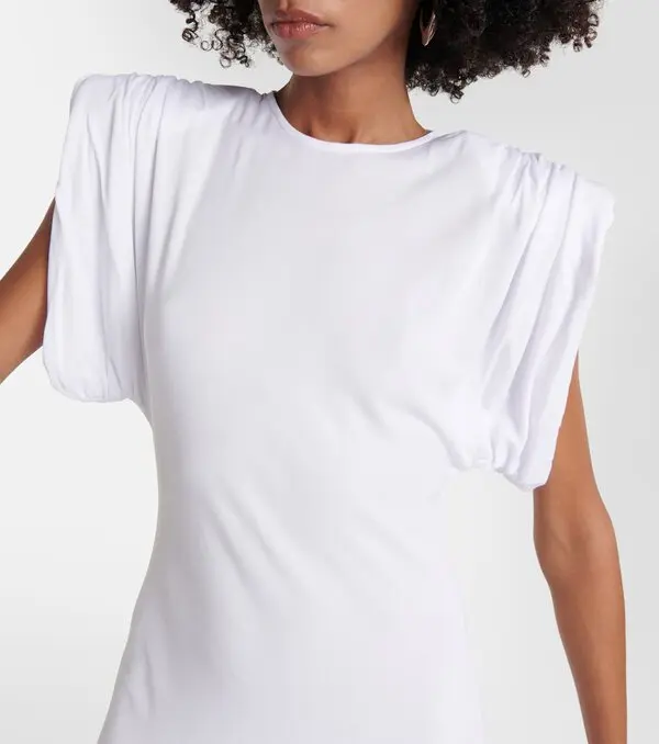 Wardrobe.NYC Ruched Jersey Midi Dress - White
