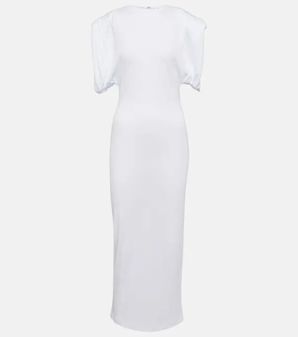 Wardrobe.NYC Ruched Jersey Midi Dress - White