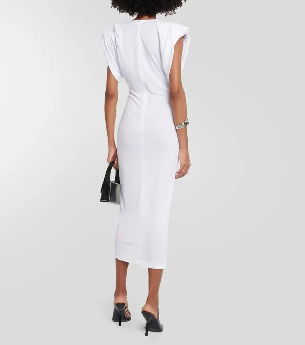 Wardrobe.NYC Ruched Jersey Midi Dress - White