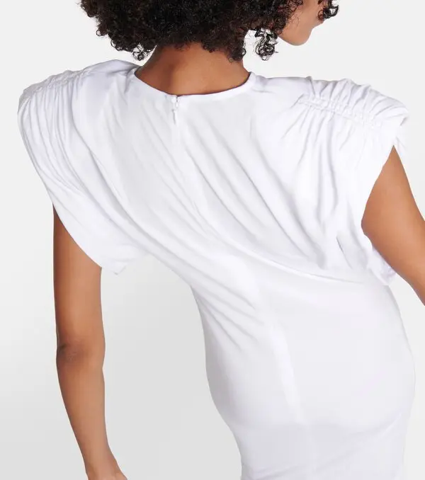 Wardrobe.NYC Ruched Jersey Midi Dress - White